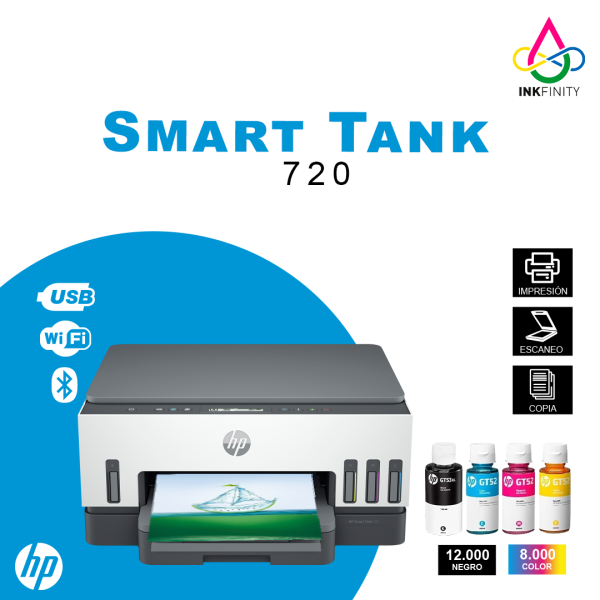 IMPRESORA MULTIFUNCIONAL HP SMART TANK 720 – Inkfinity